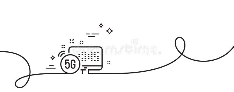 5g Internet Line Icon. Wireless Technology Sign. Continuous Line with ...