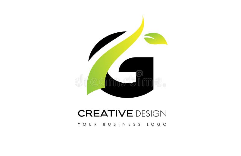 G Leaf Letter Logo Design with Creative Curved Lines Shapes Vector ...