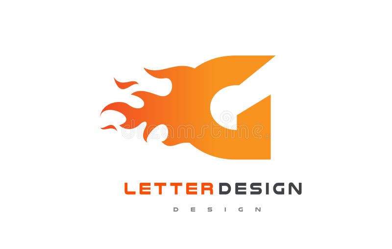 G Letter Flame Logo Design. Fire Logo Lettering Concept. Stock Vector ...