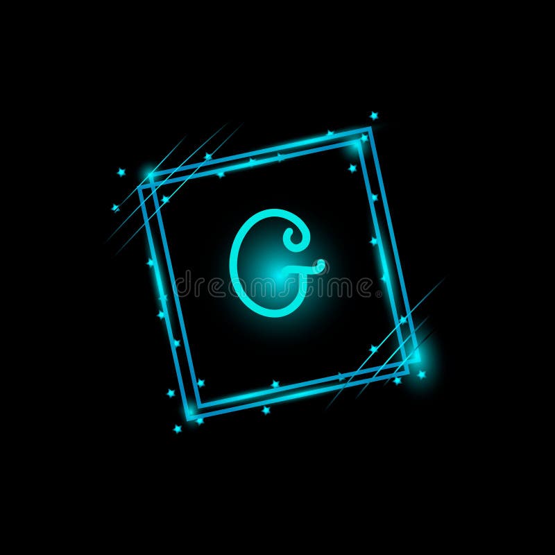 G Letter Glowing Logo Design in a Rectangle Banner Stock Vector ...