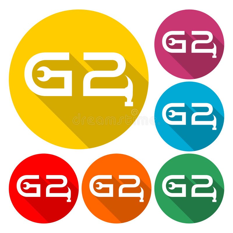G2 Letter Icon with Long Shadow Stock Vector - Illustration of clean ...
