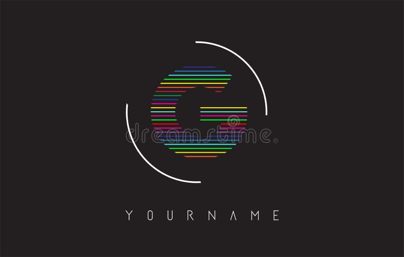 G Letter Logo Design with Bright and Bold Rainbow Lines and Rounded ...