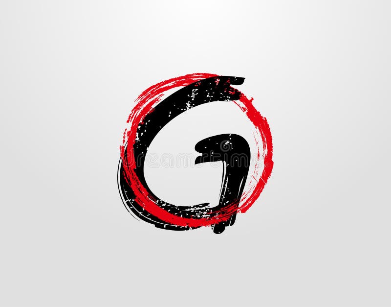 G Letter Logo with Red Circle Grunge Splatter Element. Retro G Logo ...