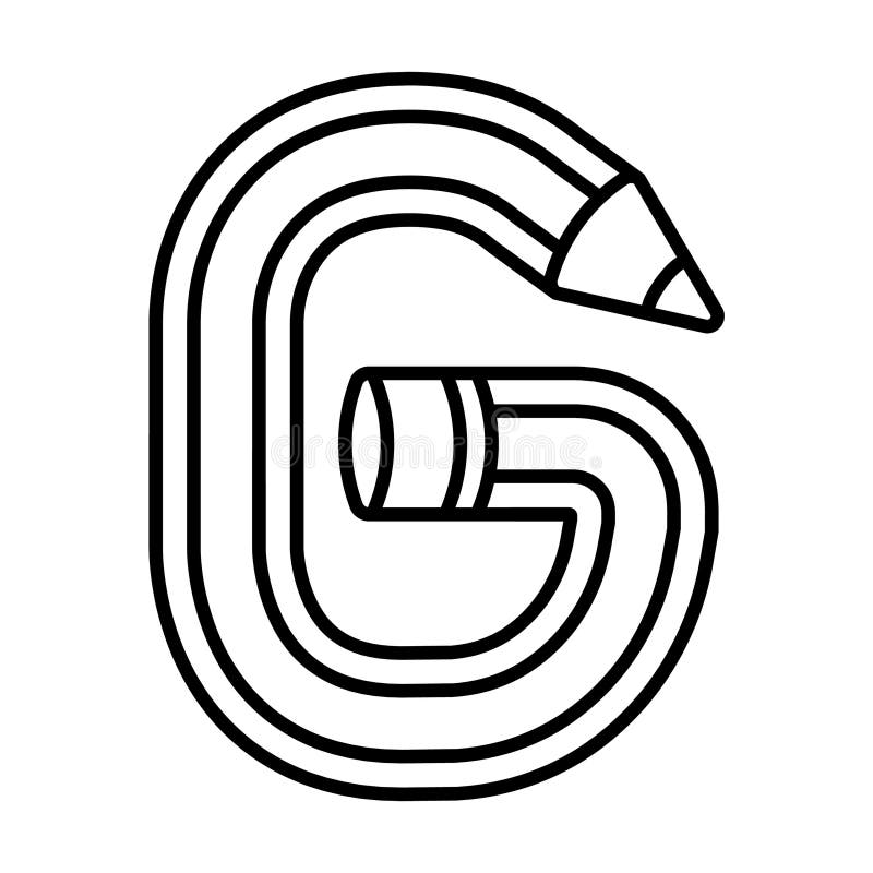 G Letter Pencil Letter Font. Stock Vector - Illustration of concept ...