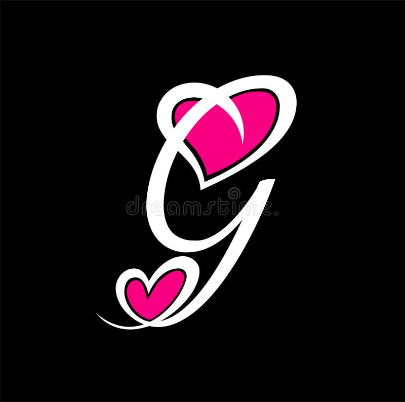 G Letter with Pink Heart Icon Stock Vector - Illustration of romance ...