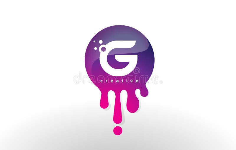 G Letter Splash Logo. Purple Dots and Bubbles Letter Design Stock ...