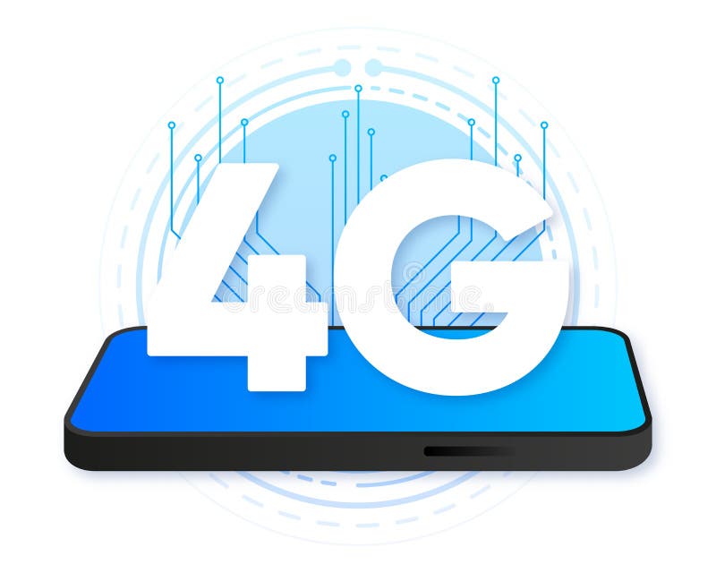4g Logo on Blue Screen Phone. Network Technology Icon. Vector ...