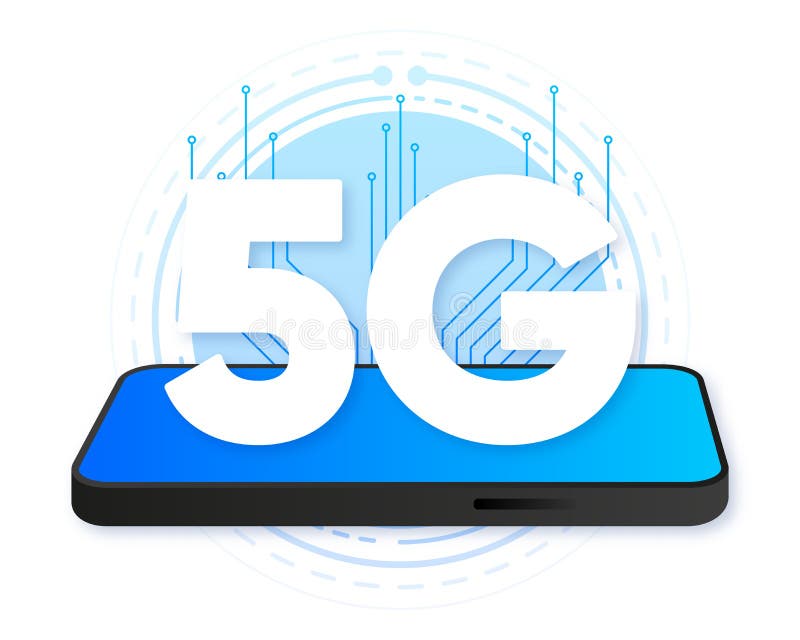 5g Logo on Blue Screen Phone. Network Technology Icon. Vector ...