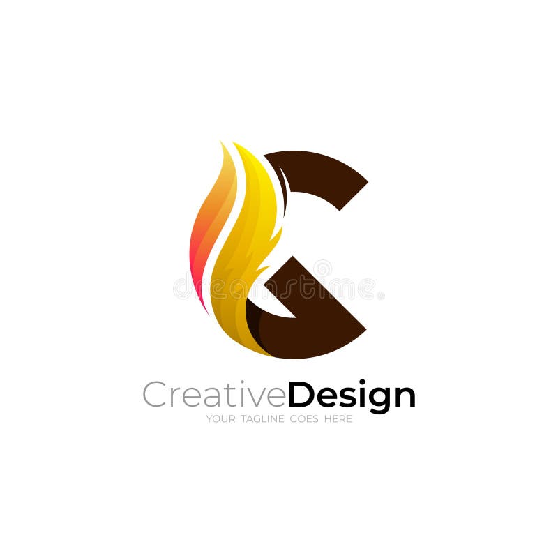 G Logo and Fire, Letter G Logo with Flame Design Stock Vector ...