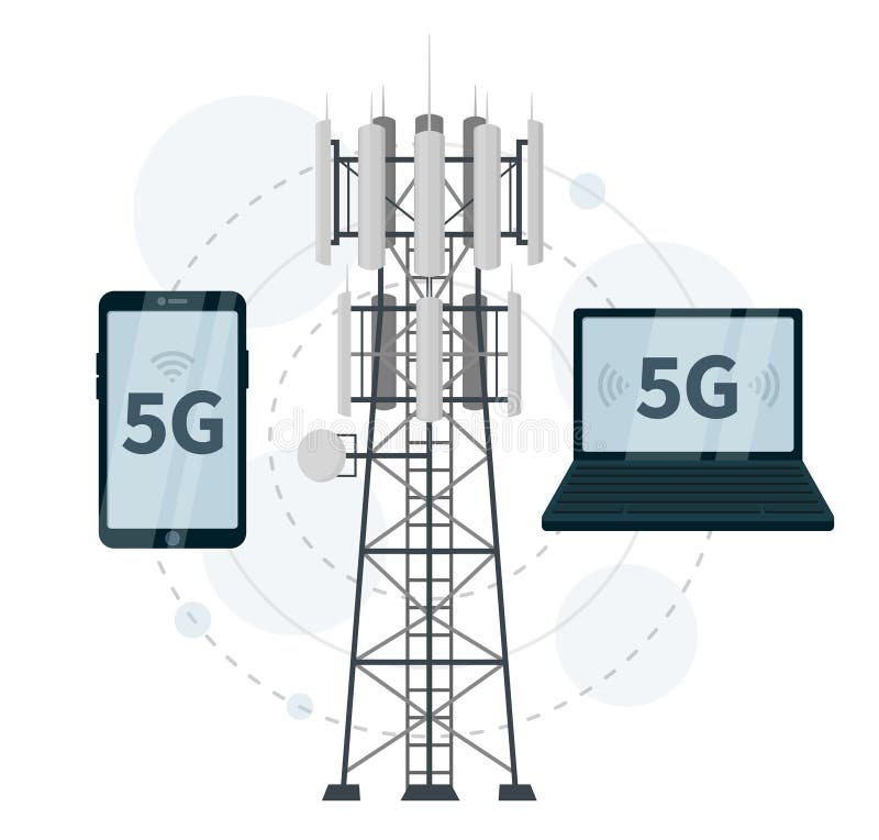 5G Technology Mast Base Stations White Background Stock Vector ...