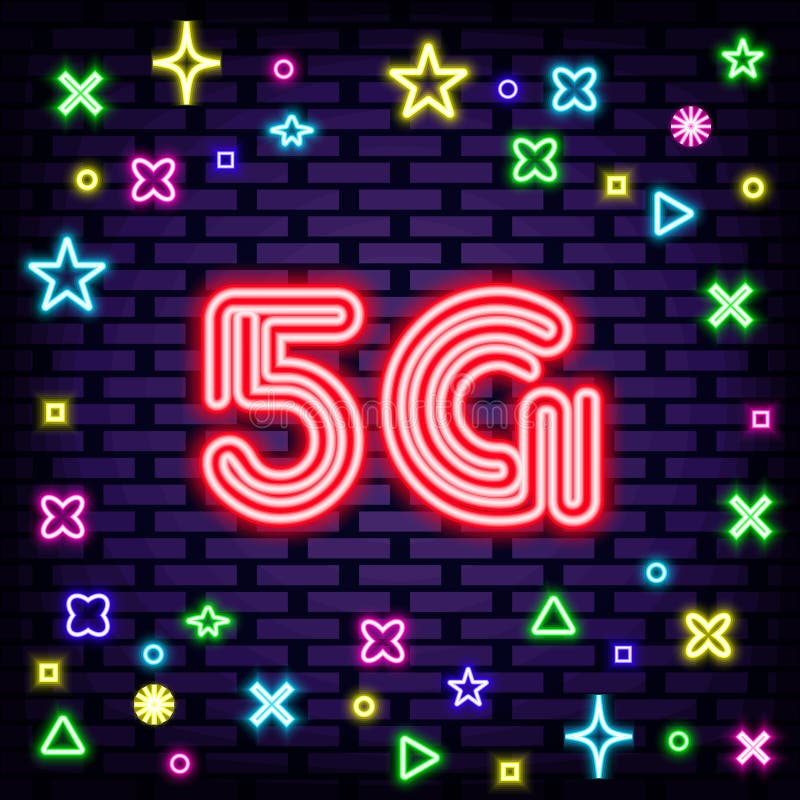 5g Mobile Internet Neon Sign Vector. Neon Script. Night Bright ...