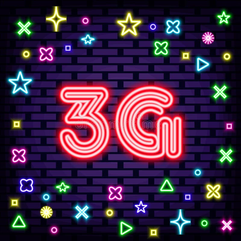 3g Mobile Internet Neon Sign Vector. Neon Script. Neon Text Stock ...