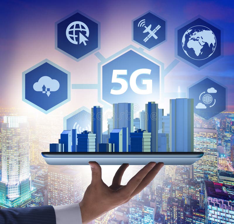 5G Mobile Technology Concept - High Internet Speed Stock Illustration ...