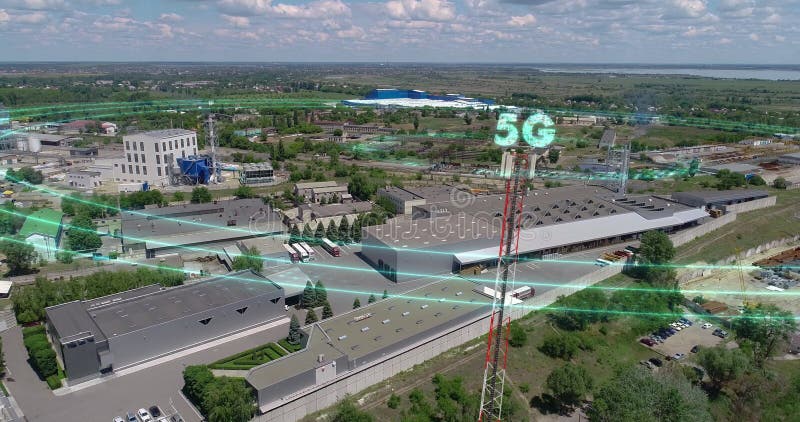 5g Mobile Tower Transmits Signal. Visualization of Data Transmission ...