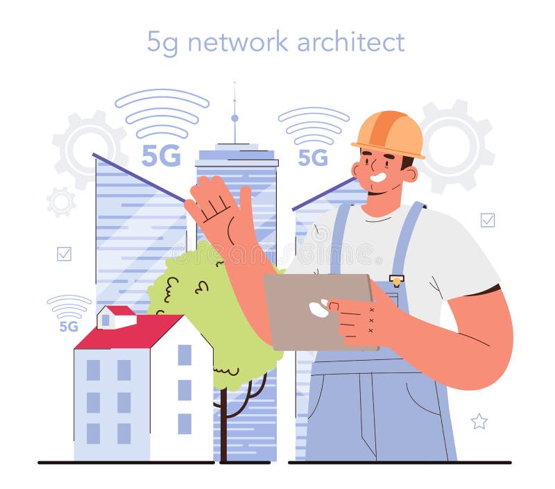 5G Network Architect Concept. 5G Wireless Network Equipment Stock ...