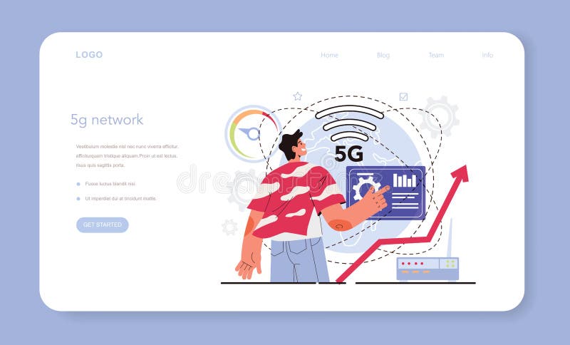 5G Network Architect Web Banner or Landing Page. 5G Wireless Network ...