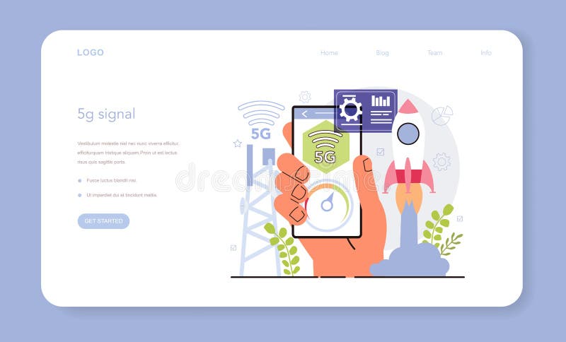5G Network Architect Web Banner or Landing Page. 5G Wireless Network ...