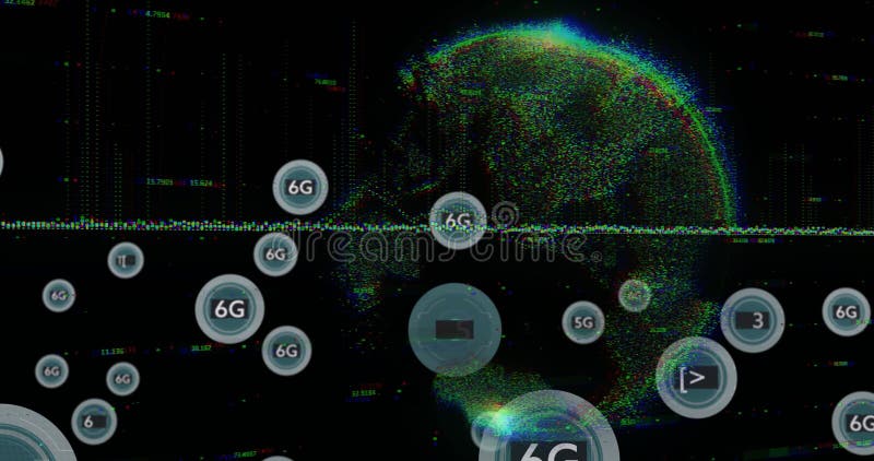 5g and 6g Network Bubbles Over Digital Globe Image Stock Photo - Image ...