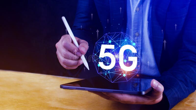 5G Network Concept, Business Using with Holographic Digital Globe with ...