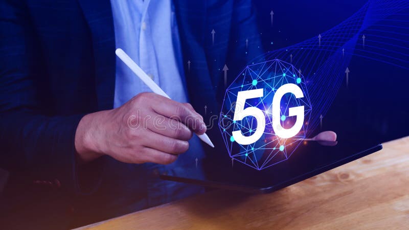 5G Network Concept, Business Using with Holographic Digital Globe with ...