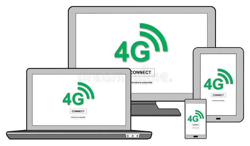 4g Network Concept on Different Devices Stock Illustration ...