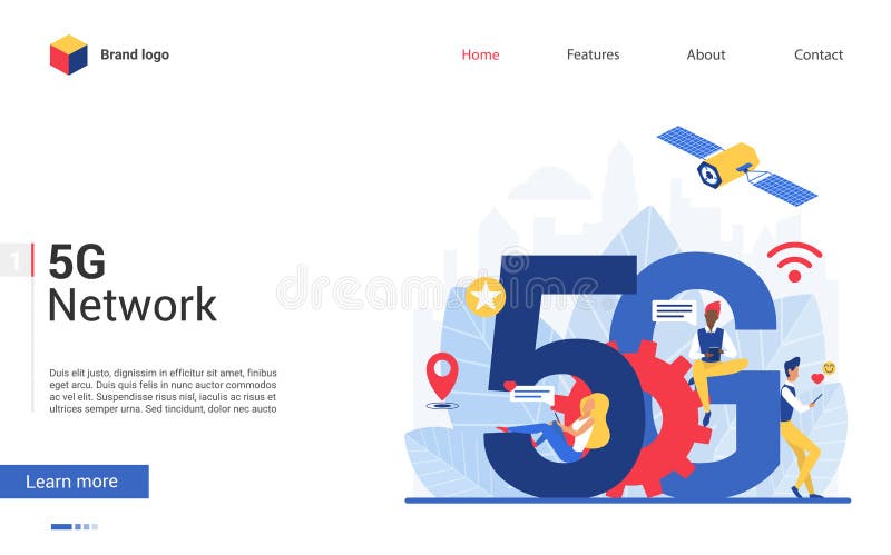 5G Network Concept Vector Illustration, Cartoon Flat Networking User ...