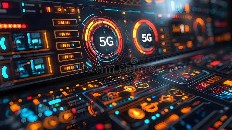 5G Network Control Panel: IoT Connectivity Hub. Concept 5G Networks ...