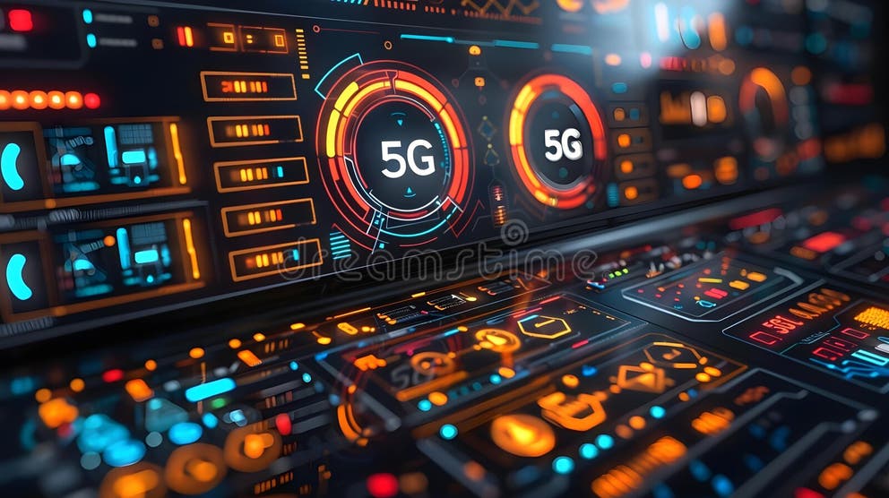 5G Network Control Panel: IoT Connectivity Hub. Concept 5G Networks ...