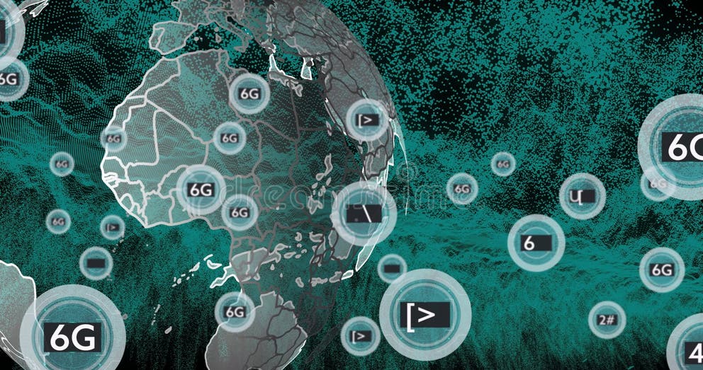 5G and 6G Network Coverage Image Over Digital World Map Stock Image - Image of progress, data ...