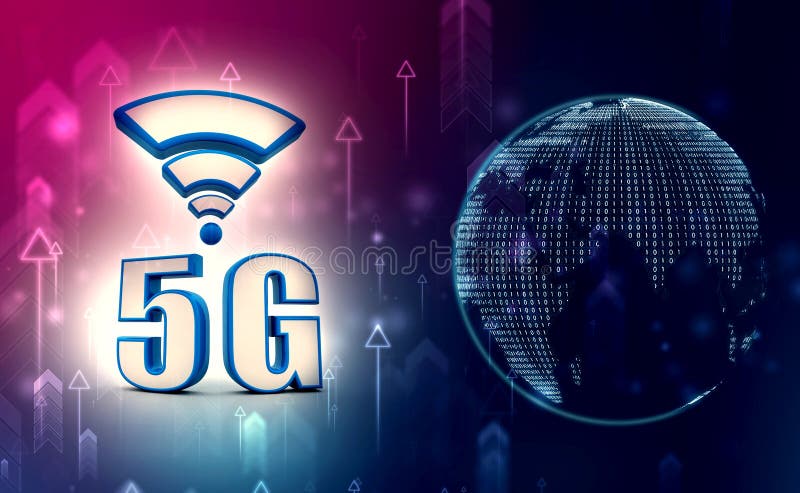 5G Network Wireless with High Speed Internet Connection Background. 3d ...