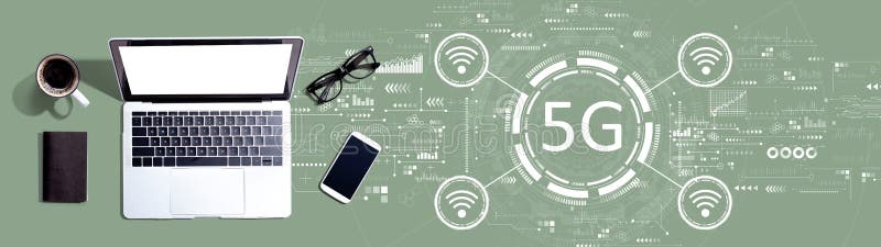 5G Network with a Laptop Computer Stock Image - Image of connectivity ...