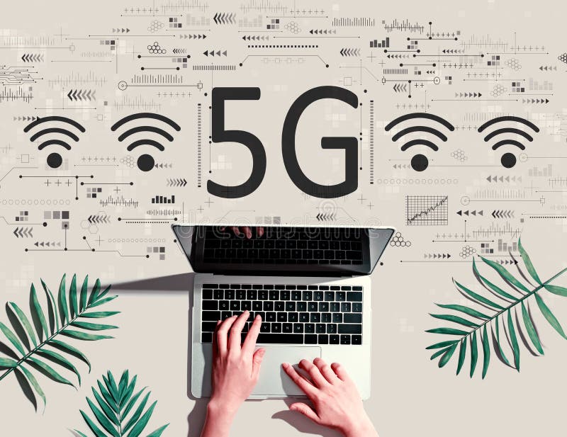5G Network with Person Using a Laptop Stock Image - Image of business ...