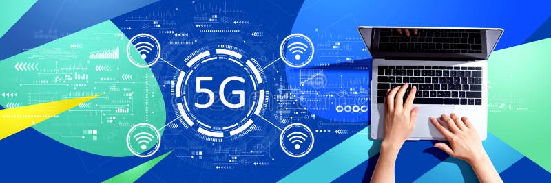 5G Network with Person Using a Laptop Stock Photo - Image of smartphone ...