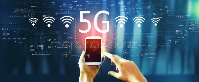 5G Network with Person Using Smartphone Stock Image - Image of ...