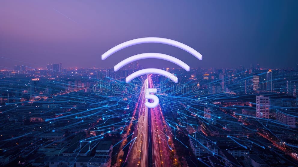 A 5G Network Providing Lightning-fast Internet Stock Illustration - Illustration of fast ...