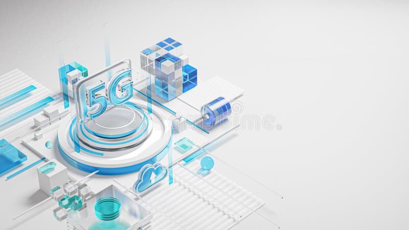 5G Network Services Icon Blank Space Banner 3D Render Stock ...