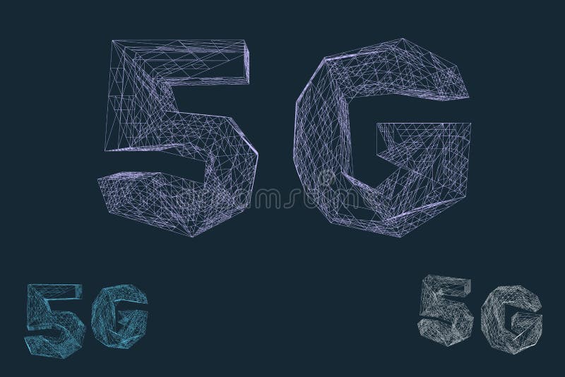 5G Network Sign. Wireless Internet Symbol. Vector Wireframe Outline ...