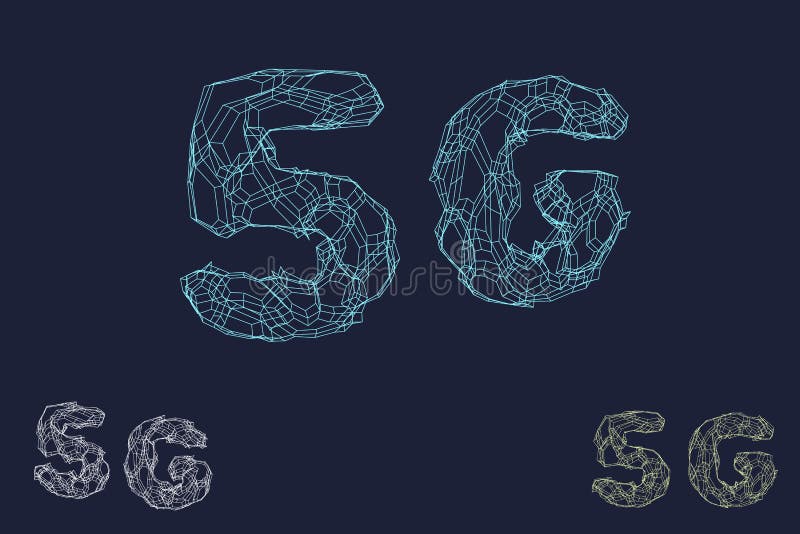 5G Network Sign. Wireless Internet Symbol. Vector Wireframe Outline ...