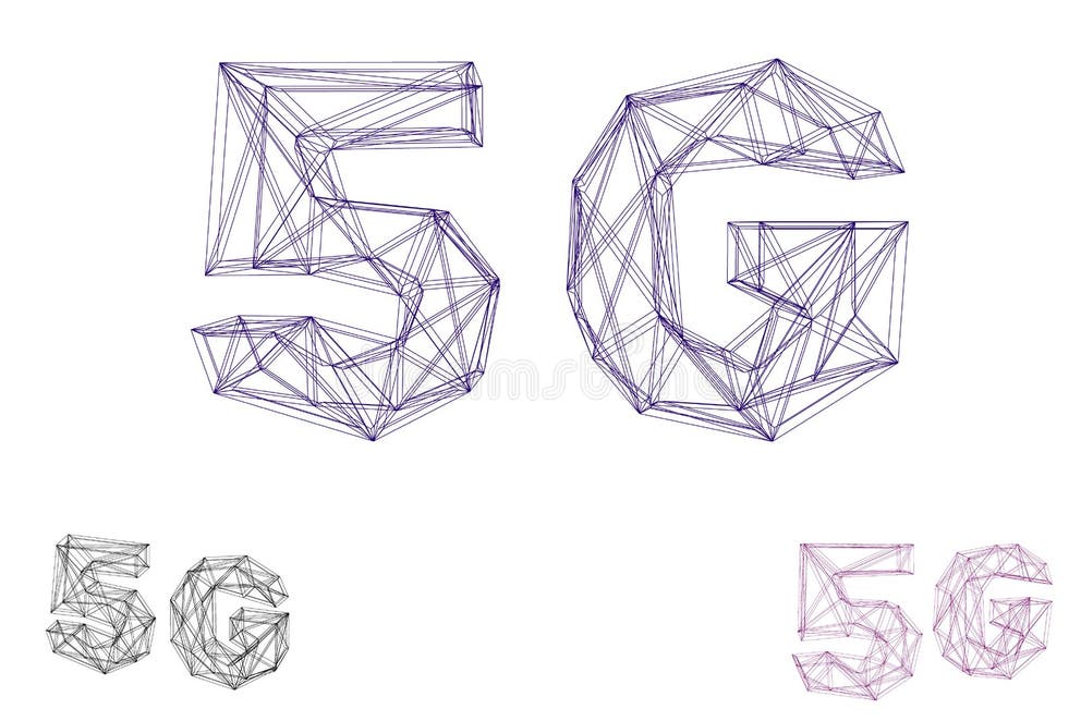 5G Network Sign. Wireless Internet Symbol. Vector Wireframe Outline ...