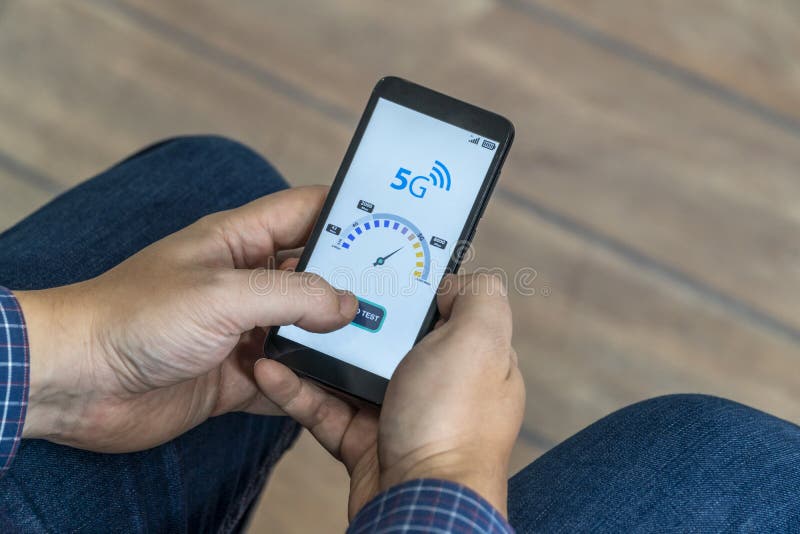 5g Network Speedtest Performed on a Mobile Phone Stock Photo - Image of ...