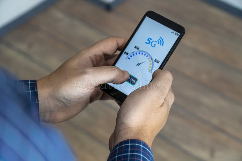 5g Network Speedtest Performed on a Mobile Phone Stock Image - Image of ...