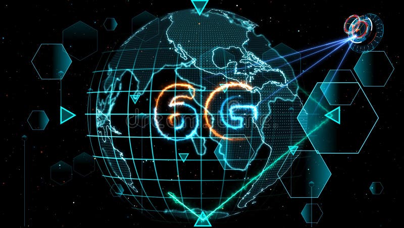 6G Network Super Speed Internet Digital World Map in Monitor Digital ...