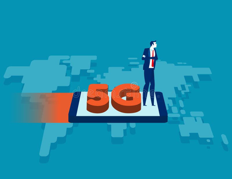 A 5G Network System and Internet. Speed Wireless Technology Concept ...