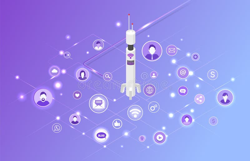 5G Network Technology. Connection Tower Wireless High Speed Internet ...