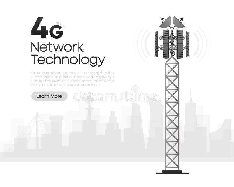 4g Network Technology in Flat Design. the Concept of Wireless Mobile ...
