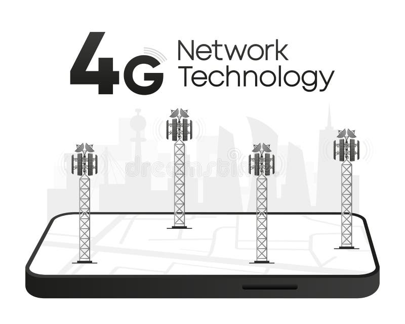 4g Network Technology in Flat Design. the Concept of Wireless Mobile ...