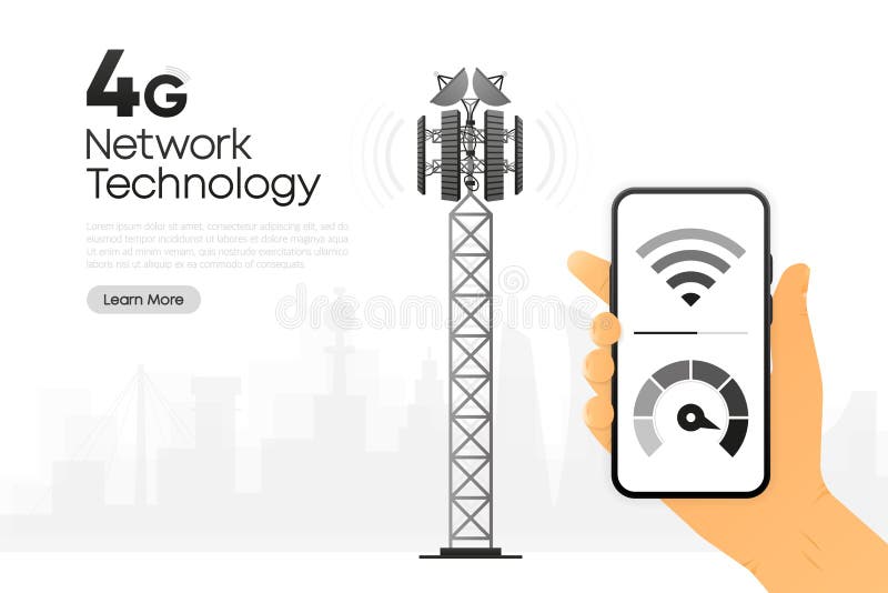 5g Technology and Communication Concept. 5G Towers Network Technology ...