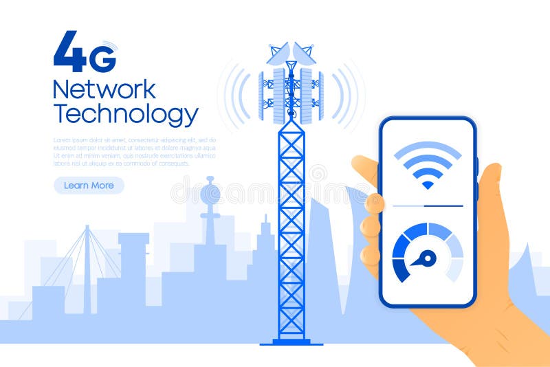 4g Network Technology in Flat Design. the Concept of Wireless Mobile ...