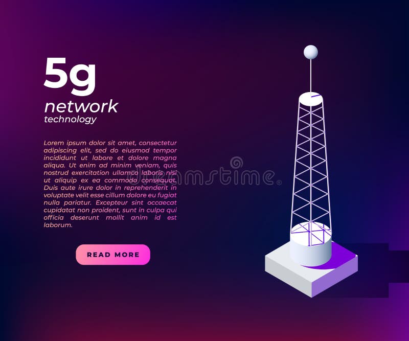 5g Network Technology Poster Concept With Isometric Communication Tower ...