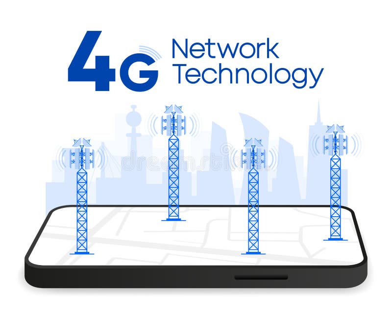 5g Technology and Communication Concept. 5G Towers Network Technology ...
